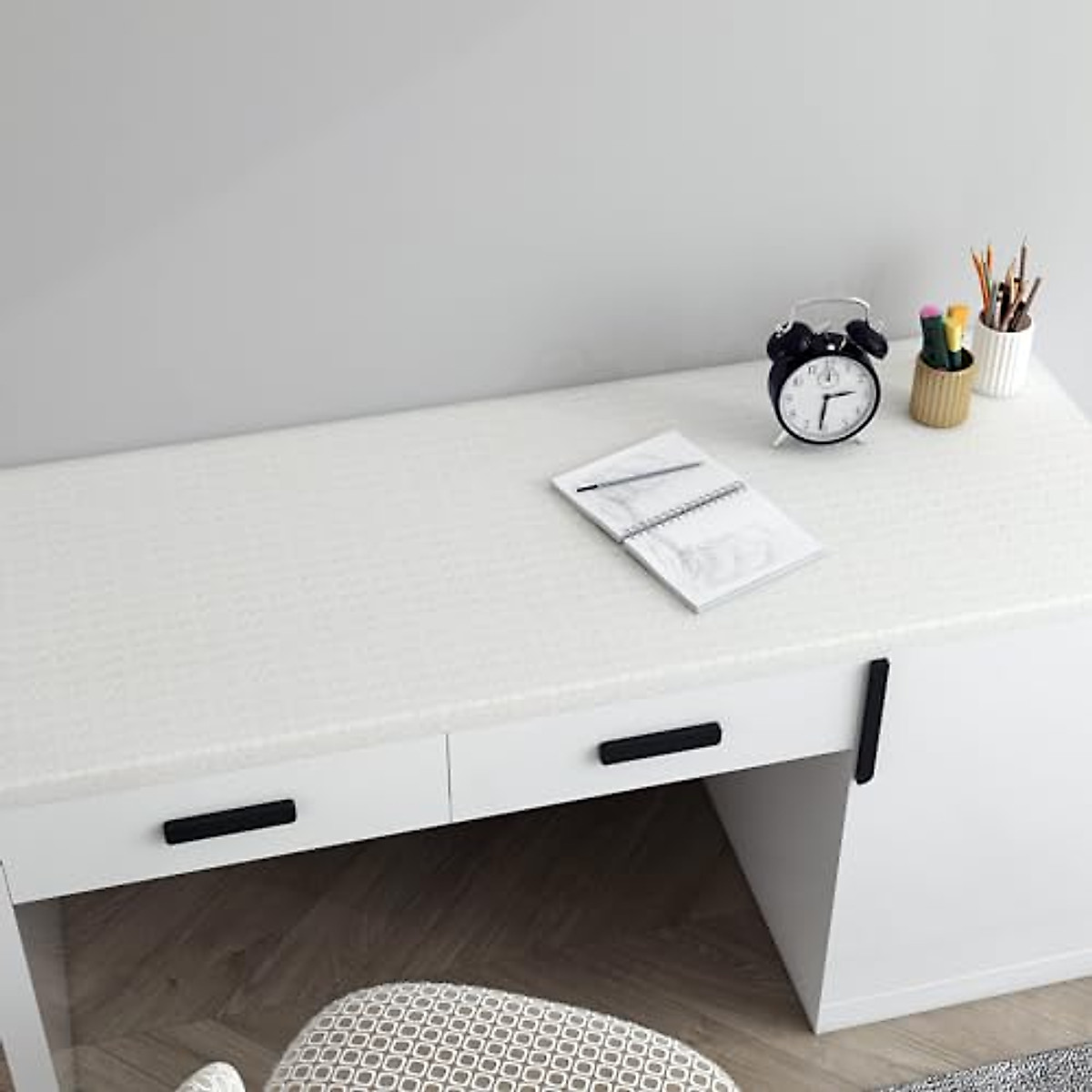 Decotalk White Contact Paper for Cabinets 17.7"x120" Textured Wallpaper White Contact Paper Removable Wallpaper for Walls Woven Fabric Textured Wallpaper Peel and Stick Contact Paper White