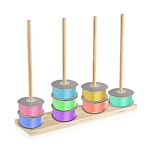 Wood Ribbon Organizer, Ribbon Storage Rack Ribbon Spool Holder Thread Spool Organizer for Sewing Storage Craft Room Yarn Florist Arts Wrapping Craft Gift
