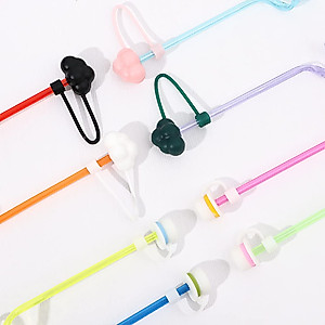 Beyonday Cute Silicone Straw Plug, Reusable Drinking Dust Caps, Cartoon Plugs Cover, Splash Proof Straw Tips, Cup Straw Accessories (Peach)