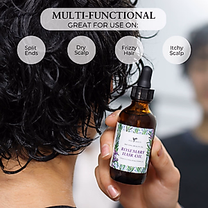 Baja Basics Organic Rosemary Oil: Hair Growth, Moisturizing for Split Ends & Dry Scalp, Hair Strengthening, All Hair Types, 2 oz