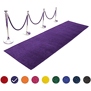Event Carpet Aisle Runner - Quality Plush Pile Rug with Backing, Binding in Various Sizes (4 X 35 ft, Purple)