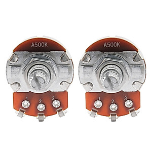 MusiclilyFull Size A500K Guitar Potentiometers Long Split Shaft Pots for Fender Stratocaster Telecaster Les Paul LP Electric Guitar Bass (Pack of 2)