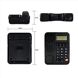 Corded Telephone Landline Telephone, Wired Telephone Big Button Phones with Caller Identification, Suitable for Office, Front Desk, Home, Hotel, No AC Power Required(Black)