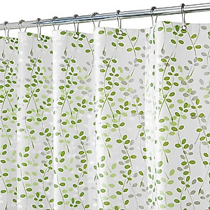 iDesign Vine Waterproof PEVA Bathroom Shower Curtain - 72" x 72", Green/White