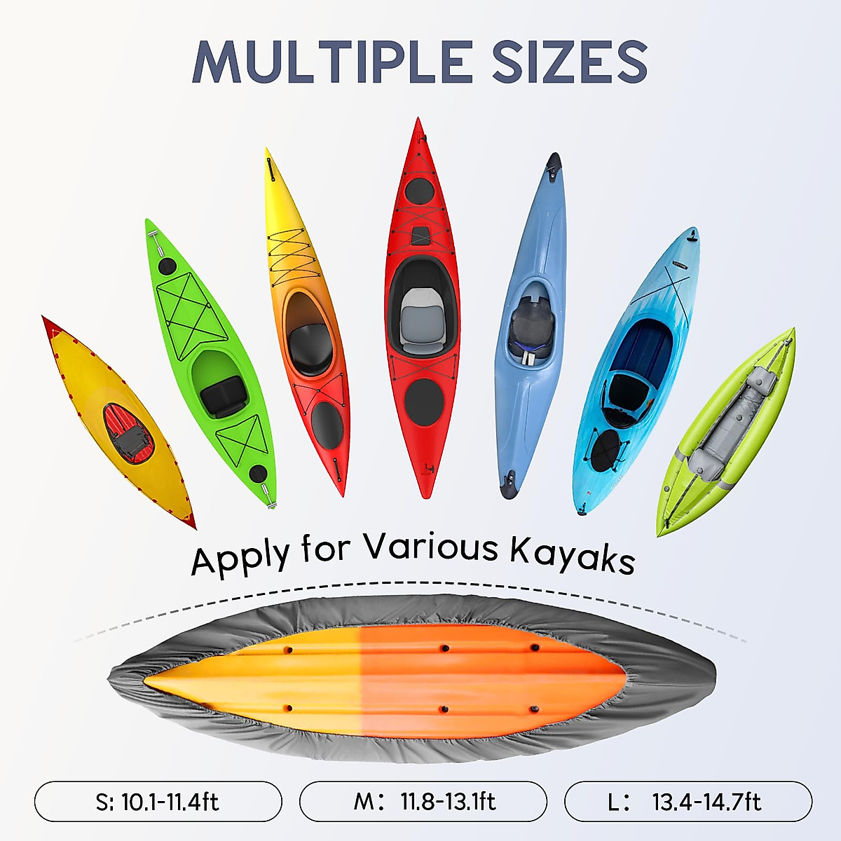 Relaxyee Kayak Cover Waterproof Kayak Canoe Cover Storage Dust Cover UV Protection Paddle Board Cover Fishing Boat Sunblock Shield for Outdoor Storage