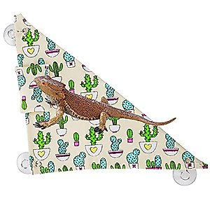 2 Pack Reptile Hammock with Small Pillow Swing Hanging Bed Lounger Ladder with Adhesive Hooks and Suction Hook for Lizard Leopard Gecko Bearded Dragon