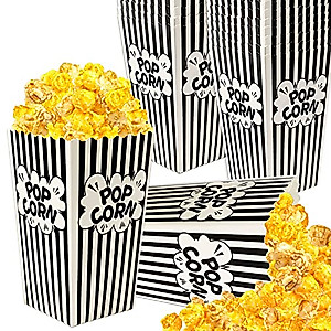 Paper Popcorn Bags, DECYOOL 45 Popcorn Bags Black and White Movie Night Popcorn Boxes Mini Pop Corn Buckets and Container for Home,Carnival Party, Decorations