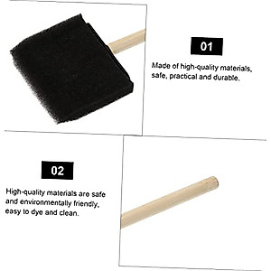 VILLCASE 1 Set 16pcs Painting Brush Foam Craft Brush Sponge Brushes Black Foam Brush Set Foam Sponge Paint Brushes for Foam Paint Brush Coloring Brushes Doodling Tools Drawing Sponges