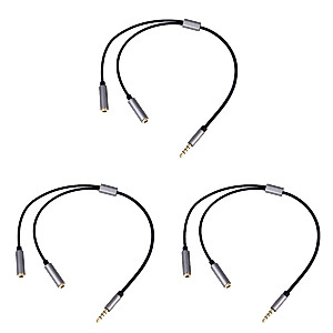 Milisten 3pcs Audio Adapter Cable Headset Jack Adapter Cord Audio Splitter Y Splitter Cable Splitter Cable for Headphones Headphone Splitter Cable Earphone Aluminum Shell Microphone