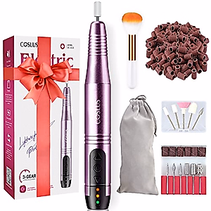 Cordless Nail Drill Electric File: Professional for Acrylic Gel Dip Powder Nails Portable Nail Drill Machine Kit for Manicure Pedicure Nail Set with Everything Rechargeable Lightweight