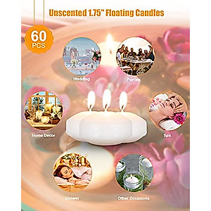 80 Pcs 1.73 Inch White Unscented Floating Candles, Dripless Tealight Candles Home Decorations, Cute and Elegant Burning Candles for Wedding Vases Centerpieces Party Accessories