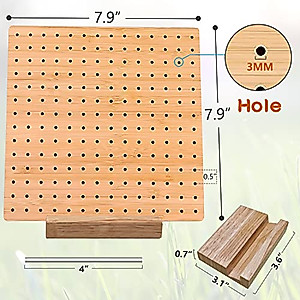 7.8 Inches Bamboo Wooden Board for Knitting Crochet and Granny Squares Blocking Board for Knitting and Crochet Projects Handcrafted Knitting Stainless Steel Pins