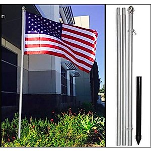 10ft Flag Pole Kit with 3x5 American Flag - Multicolor, Aluminum, Easy Install for Garden & Outdoor - Ideal for Memorial Day, 4th of July, Veterans Day Celebrations