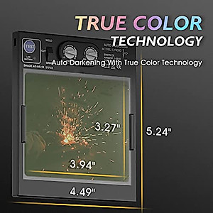 TOOLIOM Welding Helmet, True Color Auto Darkening 1/1/1/1 Large Viewing 3.94"x 3.27" Welder Mask Hood with Weld/Grind/Cut Mode for TIG MIG/MAG MMA