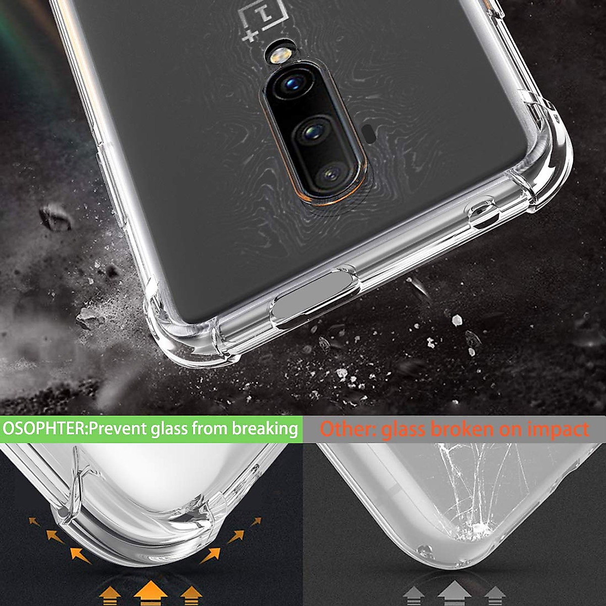 Osophter for Oneplus 7T Pro Case Clear Transparent Reinforced Corners TPU Shock-Absorption Flexible Cell Phone Cover for One Plus 7T Pro 5G McLaren (Clear)