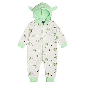 Star Wars Baby Yoda New Born Infant Boys' Long Sleeve Fleece Hooded Romper Bodysuit Printed 24 Months
