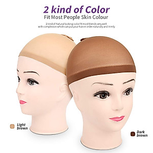 Teenitor 16 Pack Nylon Wig Caps, 8 Pack Brown Stocking Caps & 8 Pack Beige Wigs Caps