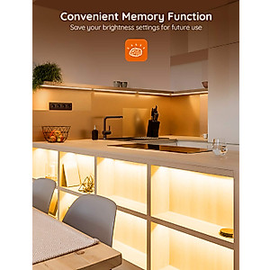 Govee Under Cabinet Lights, Motion Sensor LED Light Strip with Memory Function, 4pcs Adjustable Brightness and 3000K Warm White Closet Lights for Cabinet, Counter, Kitchen, Bedroom