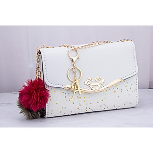 Cute Stainless Steel Gold Initial Letter Keychain for Women Girl, Charms for Key Handbag Backpack Bag, Personalized Gift (Gold-A)