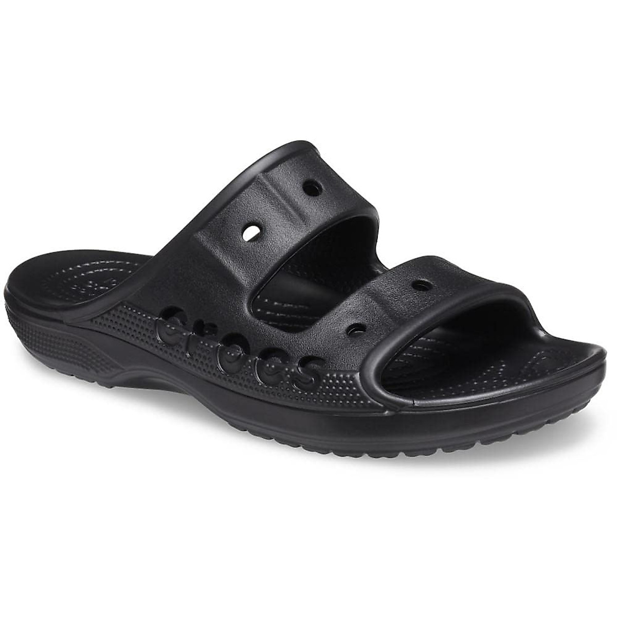 Crocs Unisex Men's and Women's Baya Two-Strap Slide Sandals, Black, Numeric_12 US