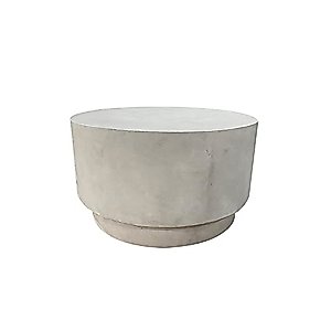 Rockingrocker - FCT06WT Modern Lightweight Concrete Coffee Table - Suitable for Indoor or Outdoor - Easy Clean - Size : 23.60 x 23.60 x 13.38 inches - White
