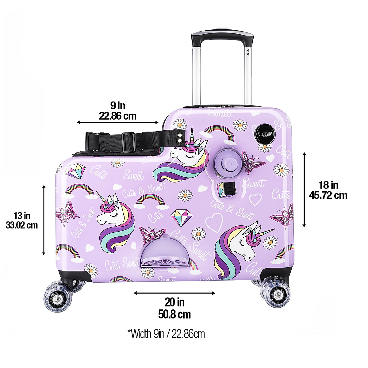 Younglingz Lil Flyer 20'' kid ride on suitcase child stroller spinner luggage (Glam)