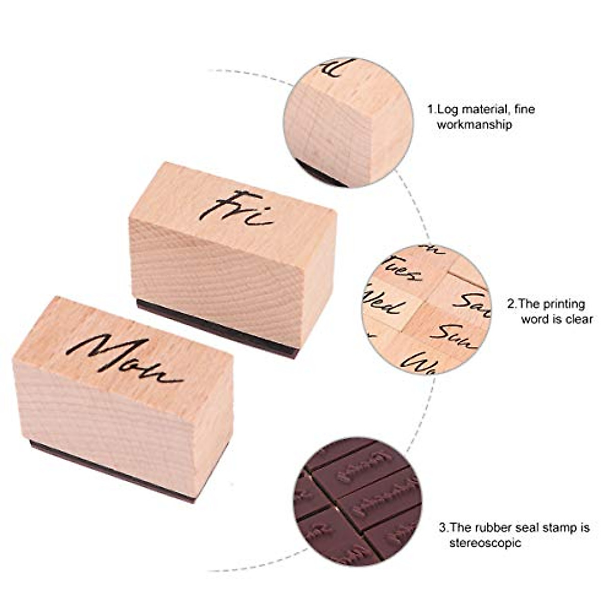 EXCEART 16pcs Wooden Stamps Week Stamps Retro Rubber Stamps DIY Scrapbooking Diary Stamps