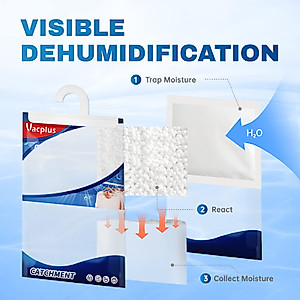Vacplus Moisture Absorber, 10 Pack Portable Dehumidifiers for Closet and Enclosed Space, 14 OZ Dehumidifier Bags Effectively Trap Extra Moisture, Hanging Moisture Absorbers Eliminate Unpleasant Smell
