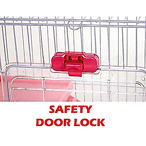 Pink Extra Large Deluxe Indoor Outdoor Multi-Level Guinea Pig Chinchilla Ferret Squirrel Hedgehog Kitten Rabbit Bunny Hutch House Critter Habitat Removable Washable Tray with Lockable Casters