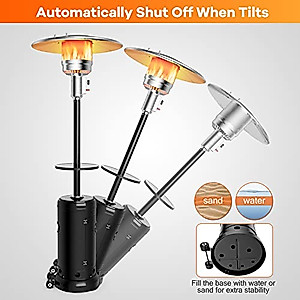 Onnertune 48000 BTU Propane Patio Heater, Portable Outdoor Heaters for Patio with Drink Tabletop & Wheels, Auto Shut Off & Tip-Over Protection, Commercial Outside Heater for Garden, Decks (Black)