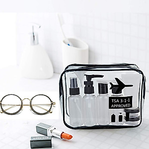 Wobe Travel Bottles and TSA Approved Toiletry Bag, Clear Quart Size with Leak-Proof Travel Containers Set Makeup Bag Accessories for Liquids Carry-On Luggage Compliant for Airplaine