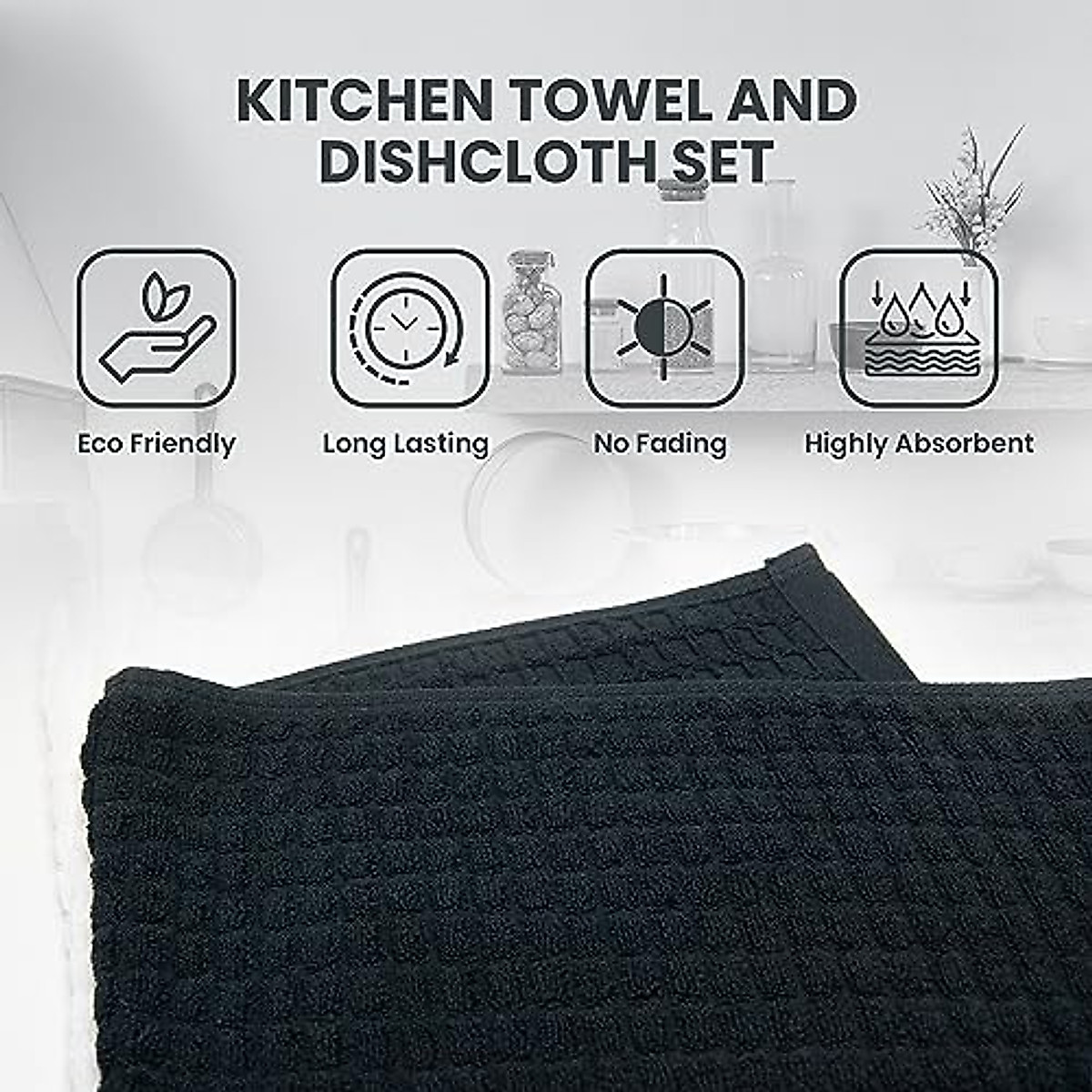 Jivara Cotton Kitchen Towel and Dishcloths Set (Pack of 6) I Hand Towels Kitchen | Cotton Dish Towels for Drying Dishes | Hand Dish Towels for Kitchen | Kitchen Towel Set for Cleaning & Drying