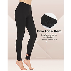 MANCYFIT Womens Thermal Underwear Pants Fleece Lined Leggings Black X-Small