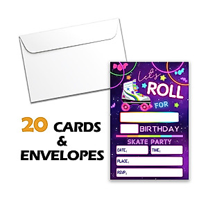 Neon Glow In The Dark Party Invitation, Glow Birthday Invitation, Rainbow Stars Space Birthday, 20 Invitations and Envelopes, Birthday party Invitations, Birthday Party Supplies.(070) (069)