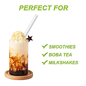 200 Clear Boba Plastic Drinking Straws, Disposable Jumbo Smoothie Straw for Bubble Tea,Extra Large and Wide,0.43" Wide x 8" Long,BPA Free Perfect Match for Milkshake or Slushies,Food Grade