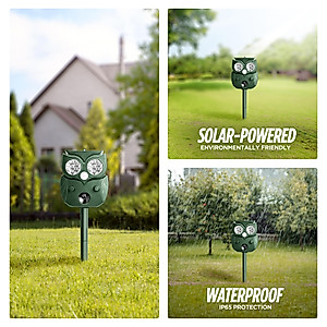 Guard Dog Security Ultrasonic Animal Repeller Outdoor, Rodent Repellent Ultrasonic Plug-in, Waterproof Defender Against Dog, Deer, Raccoon, Skunk, Rabbit, Rodent, Best for Garden, Lawn, Farm Use (1)