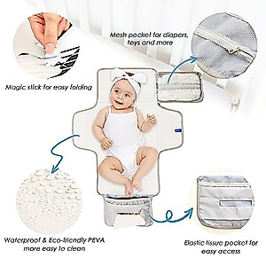 Daisies Portable Baby Changing Pad Travel Diaper Changing Table Mat Foldable Waterproof Changing Station with Built-in Pillow for Unisex Baby Gifts Newborn