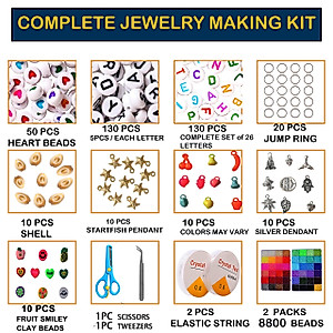 YITOHOP 8800+pcs 4mm 12/0 48 Colors Glass Seed Beads, Charms Bracelet Jewelry Making Beads Kit Gifts for Teen Girls Crafts for Girls Ages 8-12 Christmas Holiday Gifts