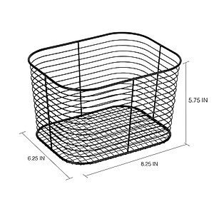 iDesign Vienna Large Steel Wire Storage Basket - 7.4" x 9.4" x 5.7", Matte Black