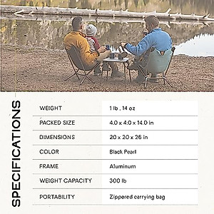 NEMO Moonlite Reclining Camp Chair | Portable Backpacking and Camping Chair with Adjustable and Foldable Options, Black Pearl