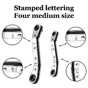 Hvac Service Wrench, Refrigeration Service Wrench Set Tools, 3/16” 3/8” 5/16” 1/4” Ratcheting Air Conditioner Service Wrench Hvac Tools for Refrigeration Equipment Repair