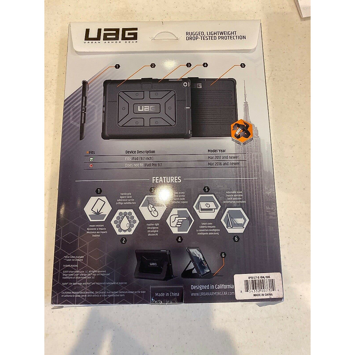 URBAN ARMOR GEAR [UAG] Folio iPad 9.7 (2017 5th Gen & 2018 6th Gen) Metropolis Feather-Light Rugged [Midnight] Military Drop Tested iPad Case