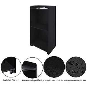 Podium Stand Portable with Wheels, Floor Stand for church, meetings, debate with large storage area, (Black)