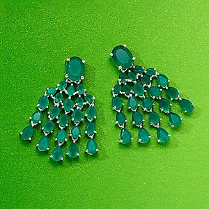 Ross-Simons Green Chalcedony Chandelier Drop Earrings in Sterling Silver