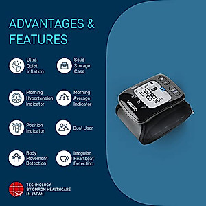 Omron Hem 6232T Wrist Blood Pressure Monitor (Black) Battery Powered