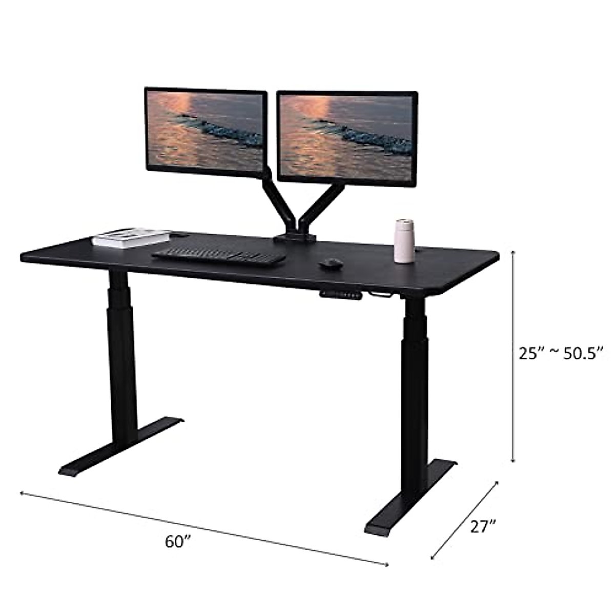 ApexDesk Elite K Series 60" x 27" Electric Height Adjustable Standing Desk with LED Memory Controller (60” x 27” Rectangular Top, Black)