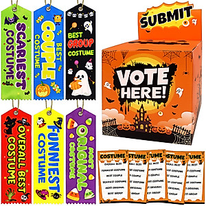 57 Pcs Halloween Party Costume Contest Ballot Set Voting Ballots Trophy Ribbons Halloween Costume Contest Awards Halloween Party Favors for Kids Adults