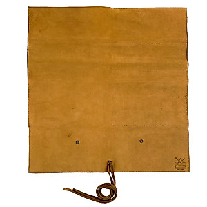 Weatherproof, Rustic Knife Roll Case (5 pockets) Handmade from Suede Leather - Compact Carry On Bag for Traveling Chefs & Cooks, Kitchen Tool Storage Organizer :: Old Tobacco