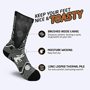 HOT FEET Thermal Socks For Women - Warm & Thick Insulated Crew Socks for Cold Winter Weather, Cute Colorful Womens Warm Socks. Black/Gray Heather