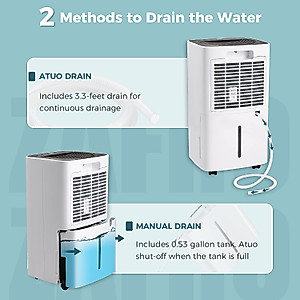 ZAFRO Dehumidifier for Bathroom & Basement & Bedroom & Room with Drain Hose, 1,500 Sq. Ft Dehumidifiers with Auto or Manual Drainage, 3 Working Modes/Auto Defrost/Dry Clothes Function/12H Timer, White